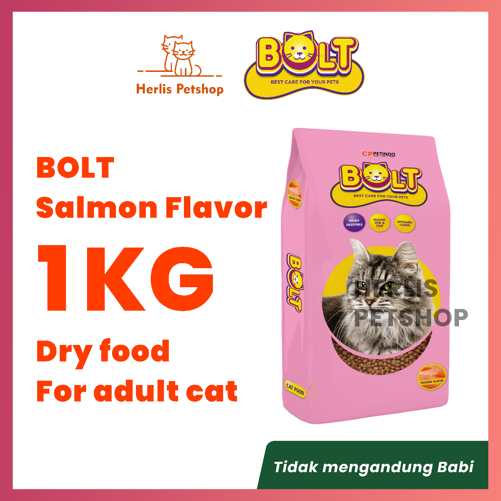 Jual Makanan kucing Bolt Salmon 1 KG repack - Dry food | Shopee Indonesia