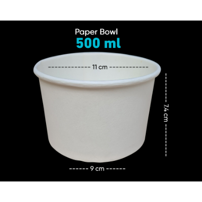 Jual Paper Bowl Polos 500ml / Mangkok Kertas Polos 500ml @ 50pcs ...