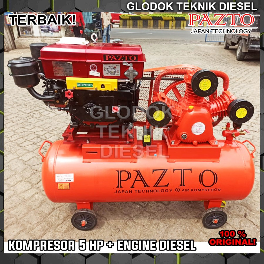 Jual PAZTO Kompresor Angin 5 HP + Engine Diesel Solar 8 HP PK ...