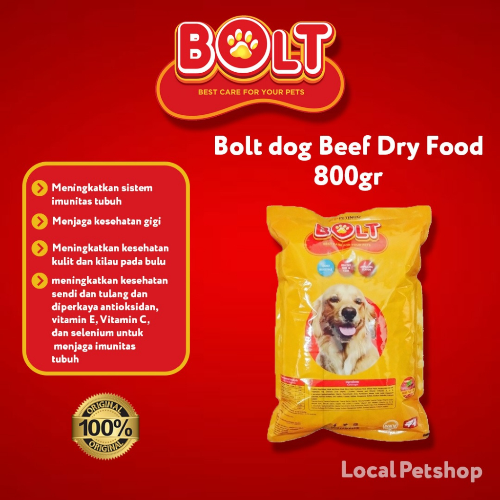 Jual BOLT Beef Kibble Segitiga Dog Food Termurah 800gr | Shopee Indonesia