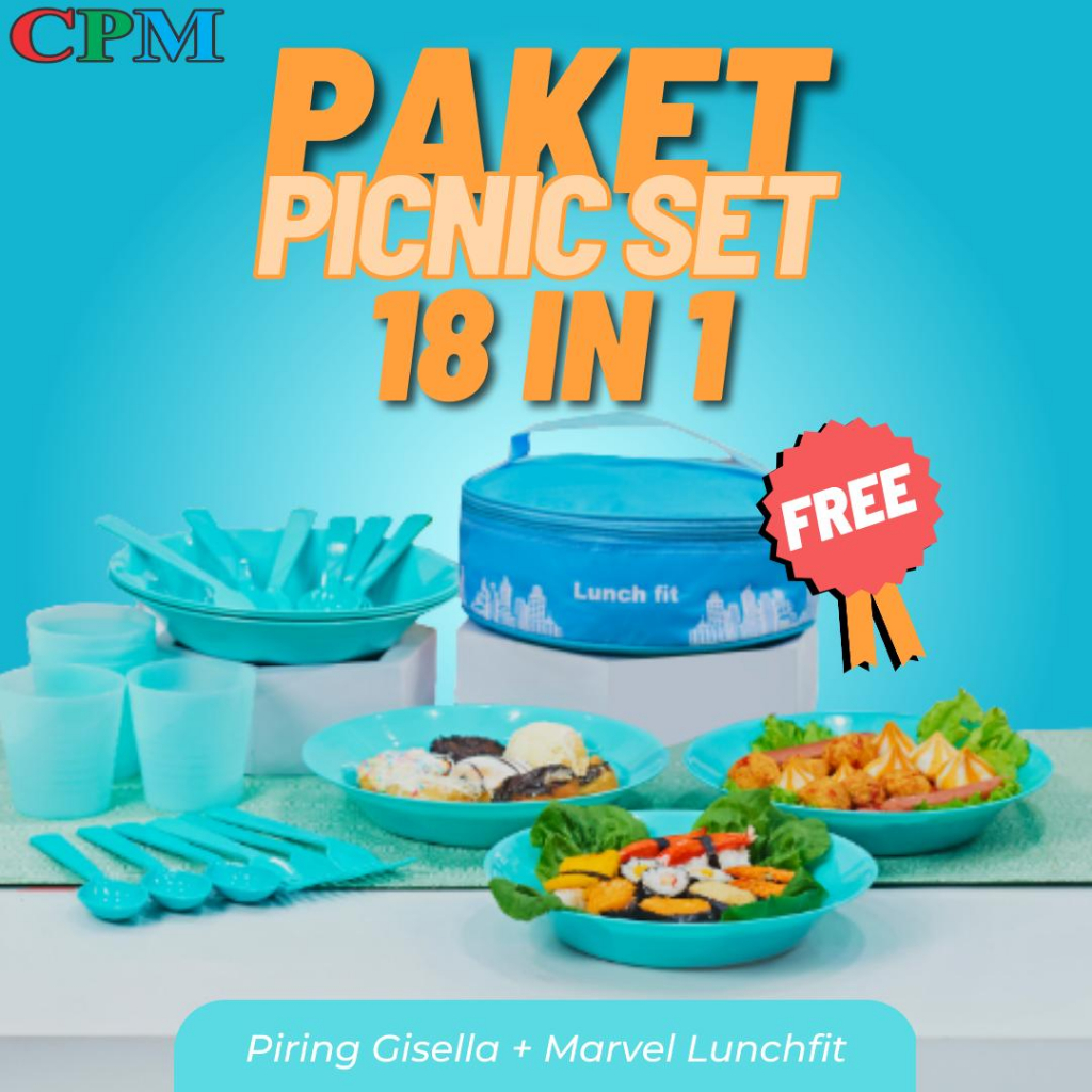 Jual CPM PAKET PIKNIK SET 18 IN 1 FREE BAG ( PIRING GISEL 6 ,SENDOK ...