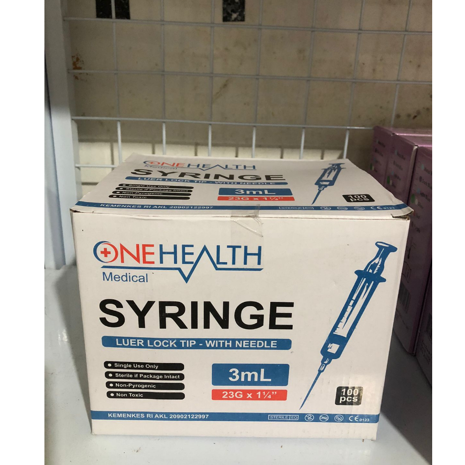 Jual Spuit Syringe 3 cc Onehealth Per Box isi 100 Pcs | Shopee Indonesia
