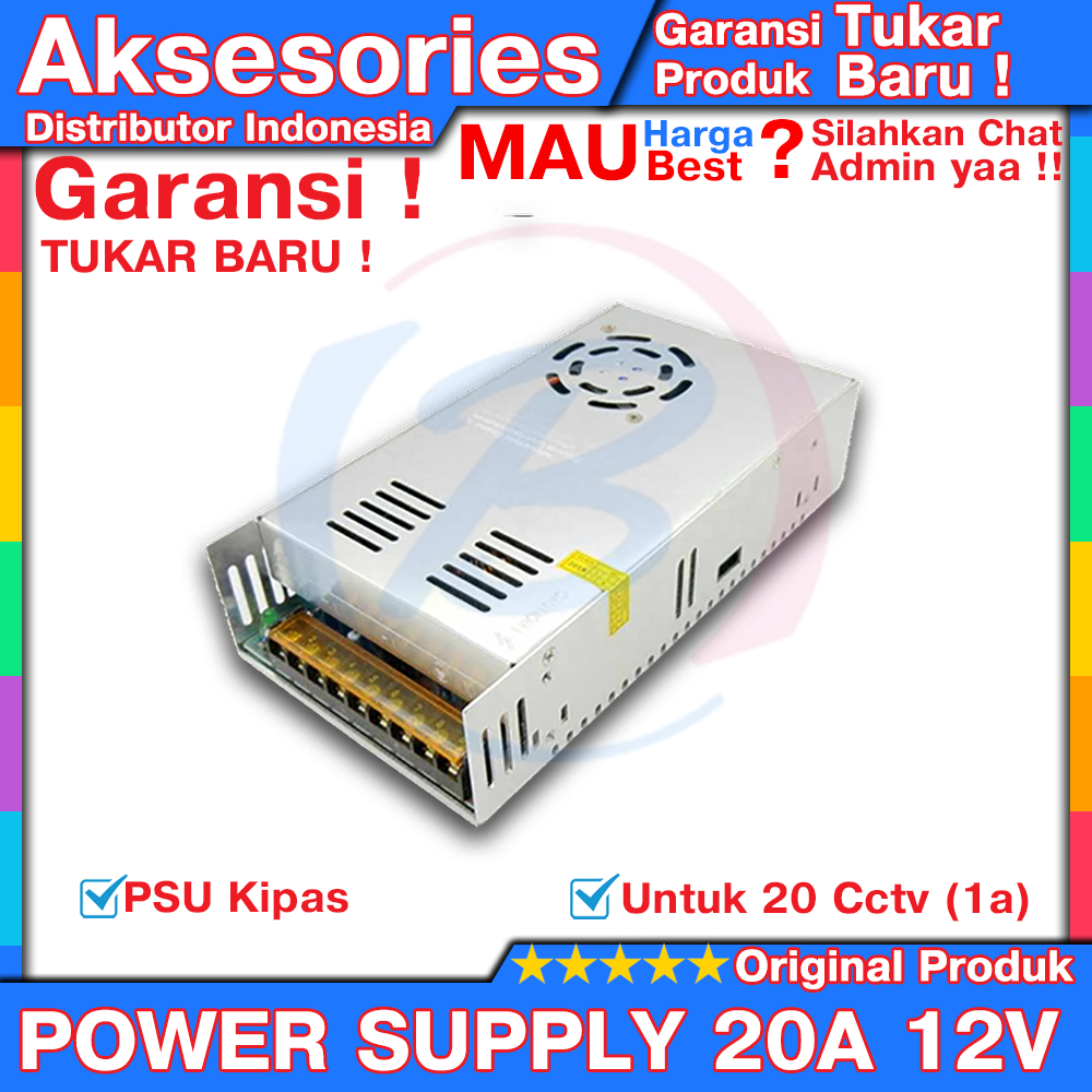 Jual Power Supply / PSU Box 20A 12V CCTV Dilengkapi dengan Kipas ...