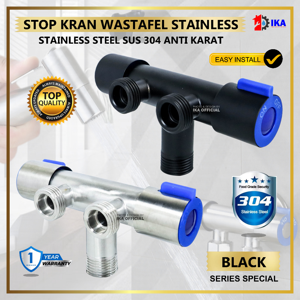 Jual Kran Shower Double Stop Kran Cabang Kanan Kiri Stainless Steel ...