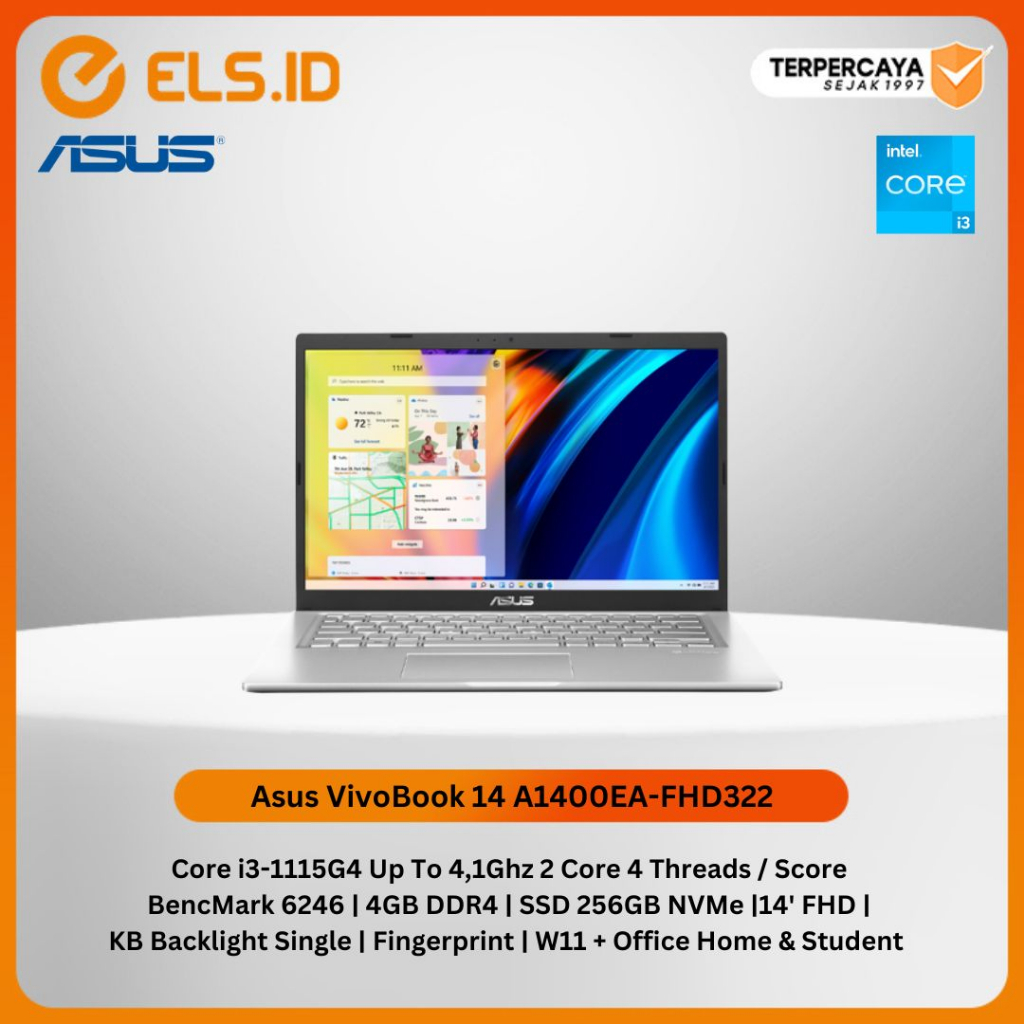 Jual Asus VivoBook 14 A1400EA-FHD322 - Silver [i3 1115G4-4GB-SSD 256GB ...