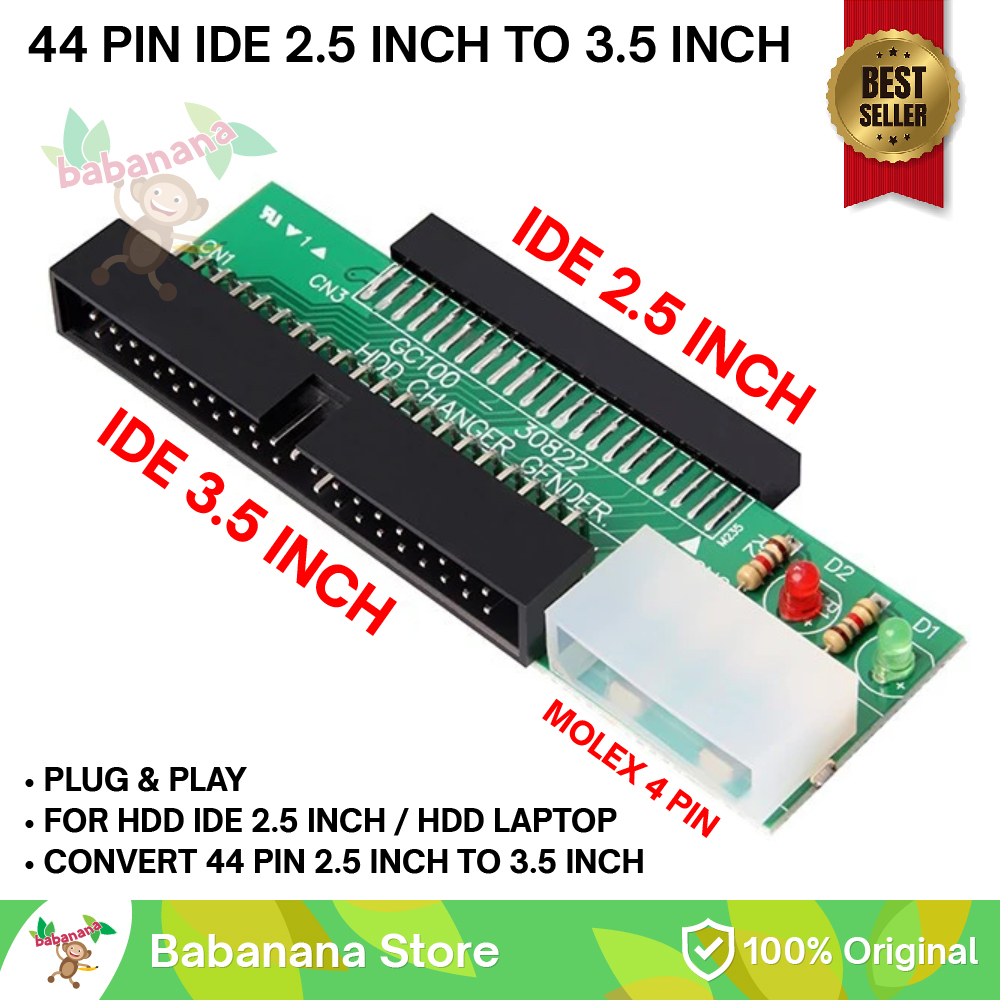 Jual 44 PIN IDE 2.5 TO 3.5 INCH ADAPTER HDD 44PIN CONVERTER HARDISK ...