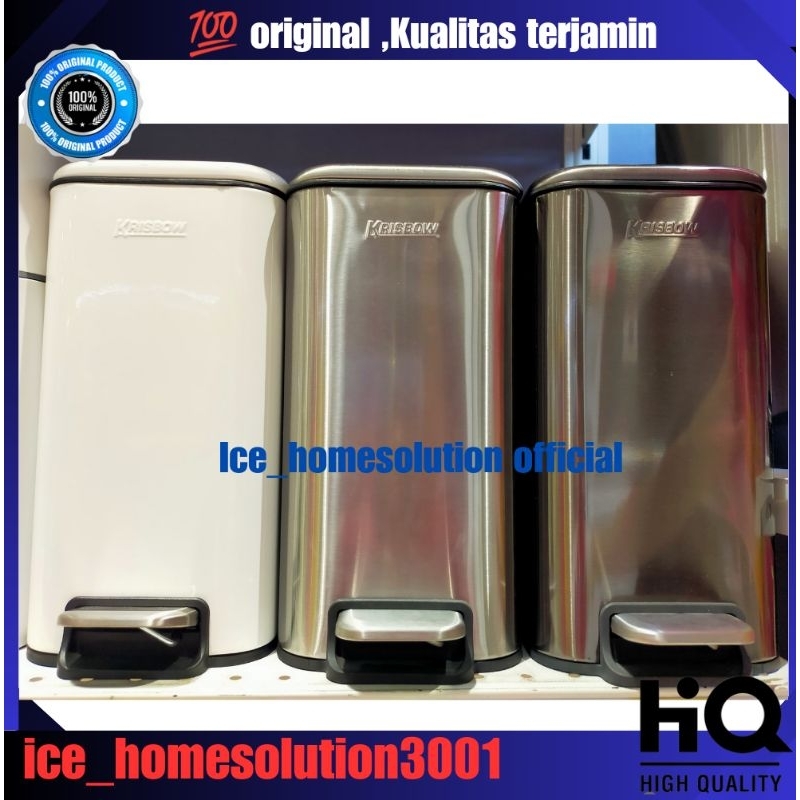 Jual tempat sampah/Krisbow 5 Ltr Tempat Sampah Stainless Slim Soft Close - Putih/tempat sampah ...