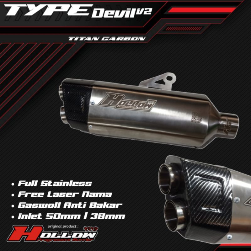 Jual Knalpot Racing Hollowtech tipe Devil V2 Cup Carbon dan Full Carbon | Shopee Indonesia