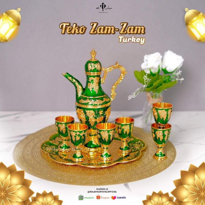 Jual teko set gelas zam-zam turket set of 8pcs | Shopee Indonesia