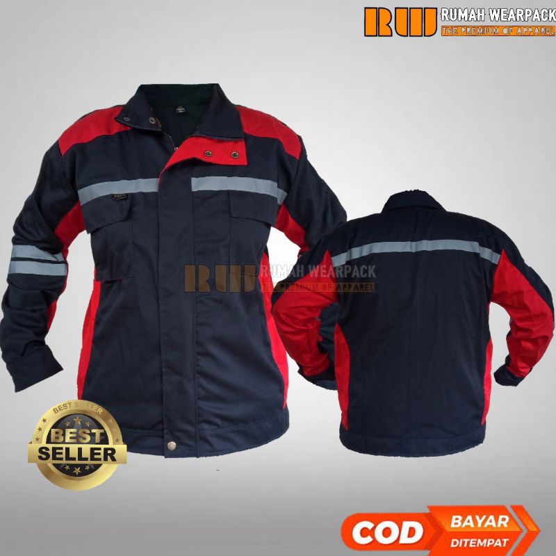 Jual Semi Jacket Atasan Safety Wearpack Proyek Warna Navy Kombinasi ...