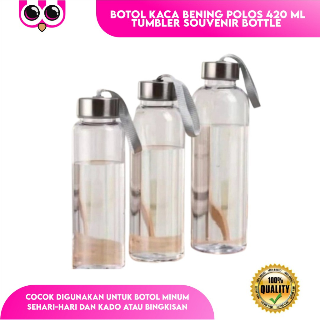 Jual BOTOL KACA BENING POLOS 420 ML TUMBLER SOUVENIR BOTTLE INFUSED ...