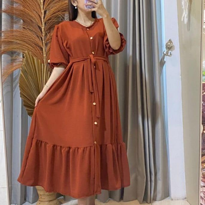 Jual Mahalini Midi Dress Polos Casual Jalan Santai Liburan Manis ...