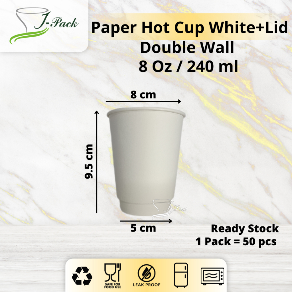 Jual Paper Hot Cup Double Wall 8 Oz Putih - Per 50pcs | Shopee Indonesia