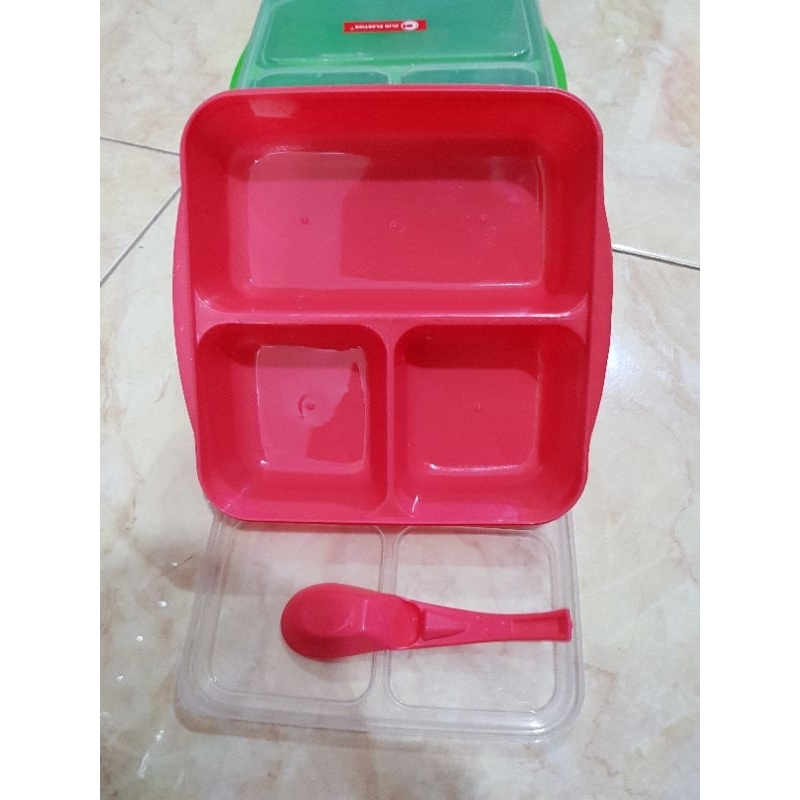 Jual Lunch box Tempat lauk nasi sekat 3/Ompreng nara clio | Shopee ...