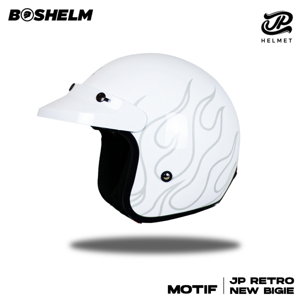 Jual Helm JP Retro New Bigie NOMADENS BROKEN WHITE Helm Half Face SNI ...
