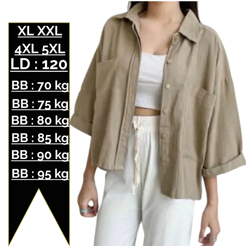 Jual Kemeja Wanita Jumbo Terbaru XXL Ld 120 Atasan Kemeja Big Size Overize Baju Atasan Kemeja ...