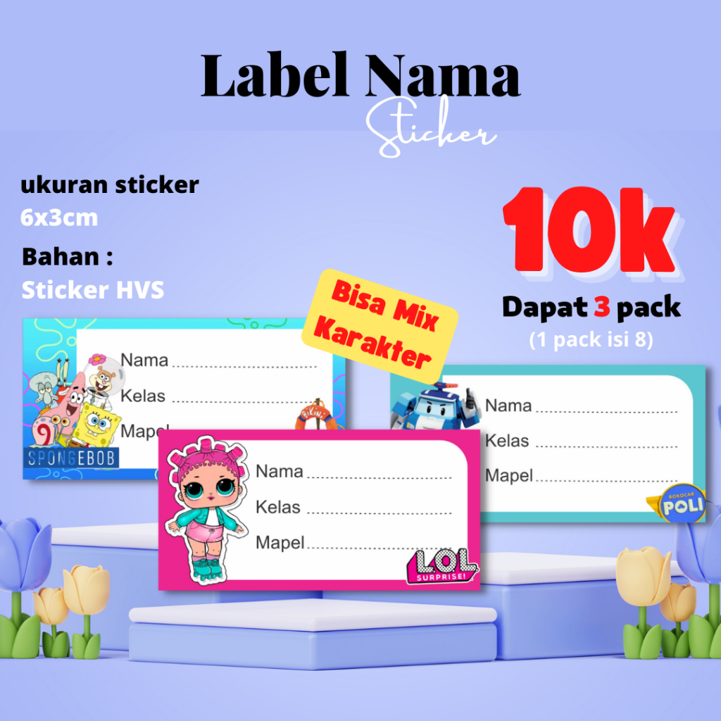 Jual Isi 24 pcs Sticker Nama Buku Sekolah Custom / Sticker Mata ...