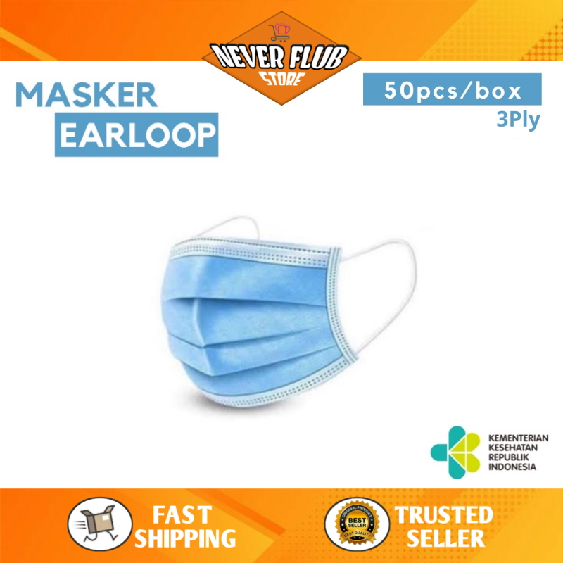 Jual MASKER EARLOOP 3PLY 50pcs Box - Masker Disposable isi 50pcs Box ...