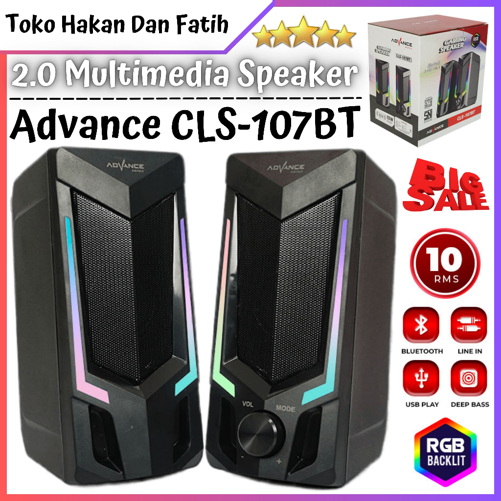 Jual Advance CLS-107BT RGB Gaming Speaker Bluetooth Portable Super Bass | ADVANCE Speaker ...