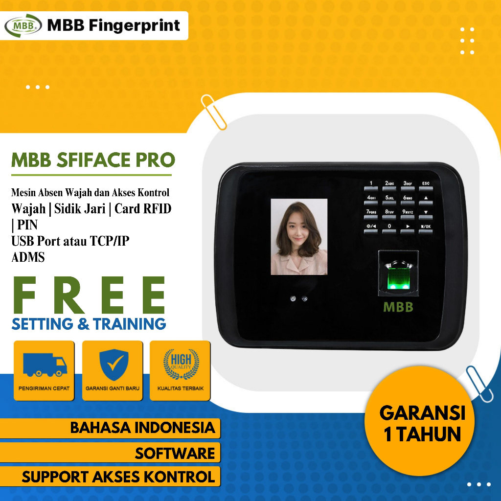 Jual MBB SFIFACE PRO/Mesin Absensi Verifikasi Wajah/Absen Sidik Jari ...