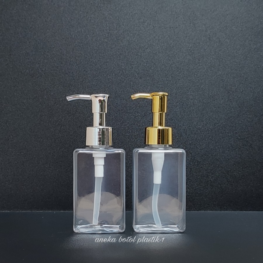 Jual Botol Pump 100ml Bening Model Kotak Tutup Pump Clip Oil Luxury Gold Dan Silver | Shopee ...