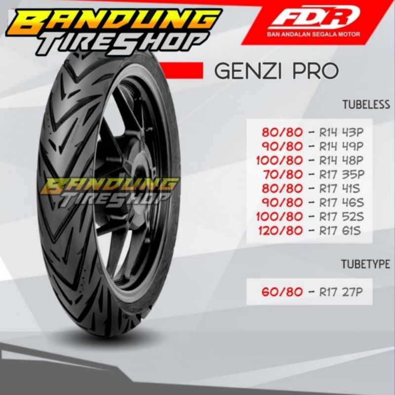 Jual FDR GENZI PRO TUBELESS BAN LUAR DEPAN BELAKANG MOTOR MATIC BEBEK SPORT PAKET SEPASANG 60 70 ...