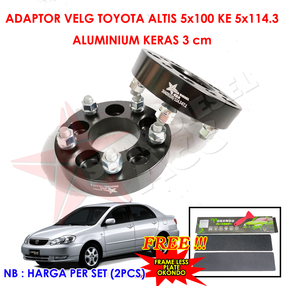Jual ADAPTOR VELG TOYOTA ALTIS 5x100 KE 5x114.3 30MM GANJALAN SPACER ...