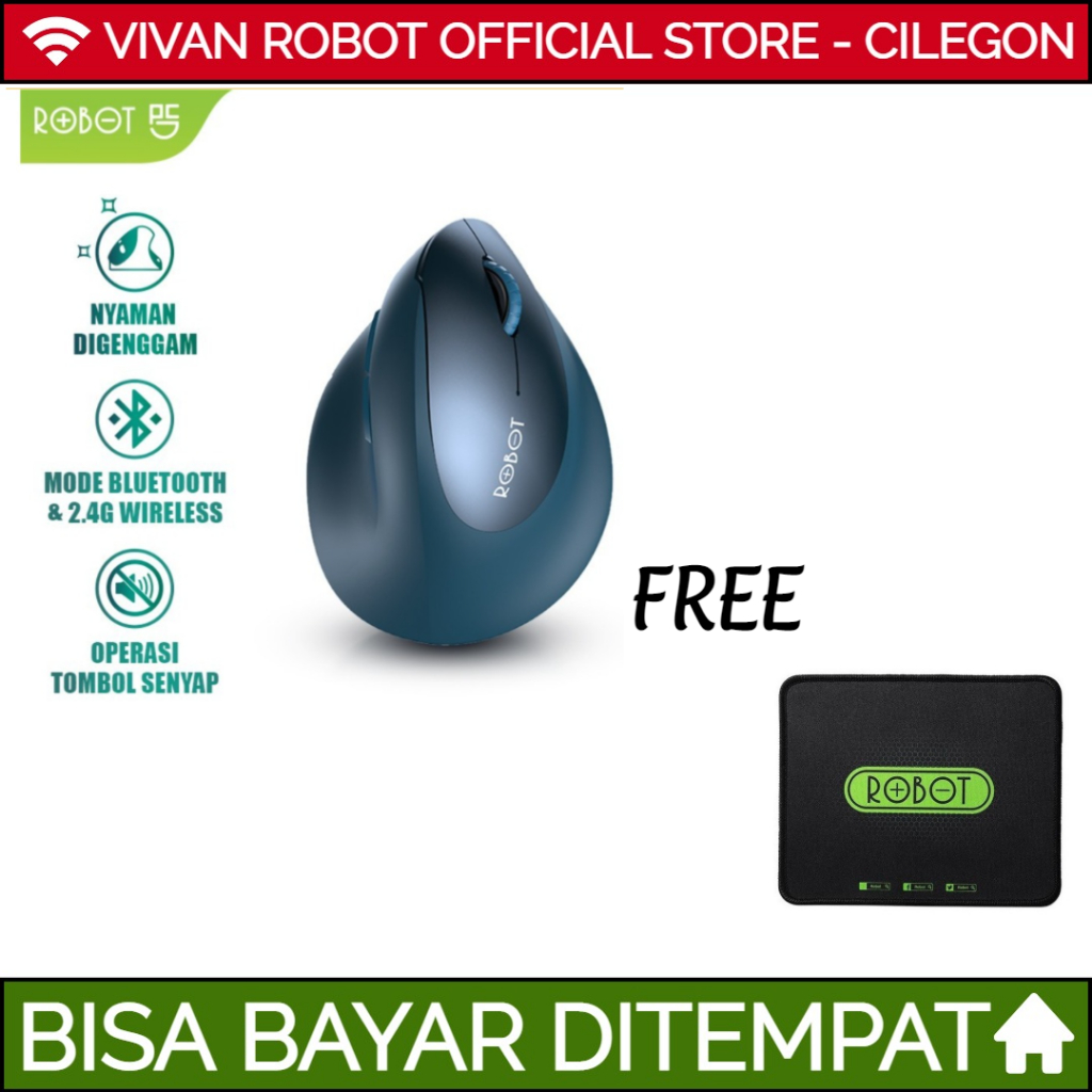 Jual ROBOT GURU MASTER 1 Wireless Mouse Bluetooth Vertikal | Shopee ...