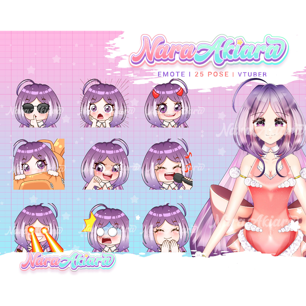 Jual Paket Emote Vtuber untuk Streamer Twitch, Ekspresi Anda, Pesona ...