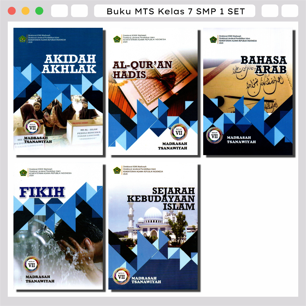 Jual BUKU MTS KEMENAG KELAS 7 SMP 1 SET (AKIDAH AKHLAK, AL-QUR'AN HADIS, BAHASA ARAB, FIKIH, SKI ...