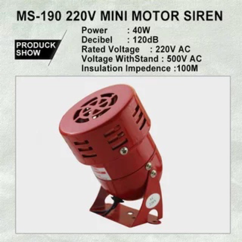 Jual SIRINE MINI SIRINE MS190 MINI SIRINE 220V SIRINE AC SIRINE MOTOR ...