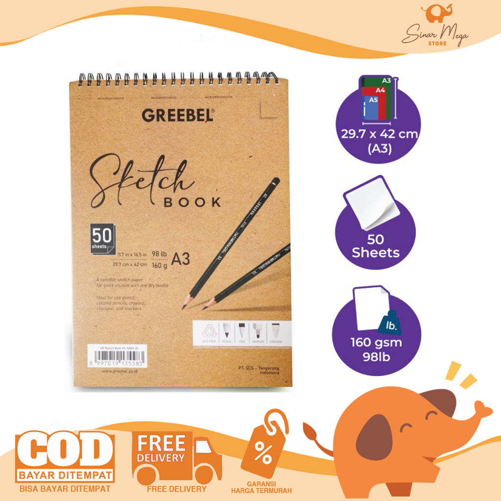Jual Greebel Sketch Book A3 16003 / Buku Gambar Sketsa Ukuran A3 ...