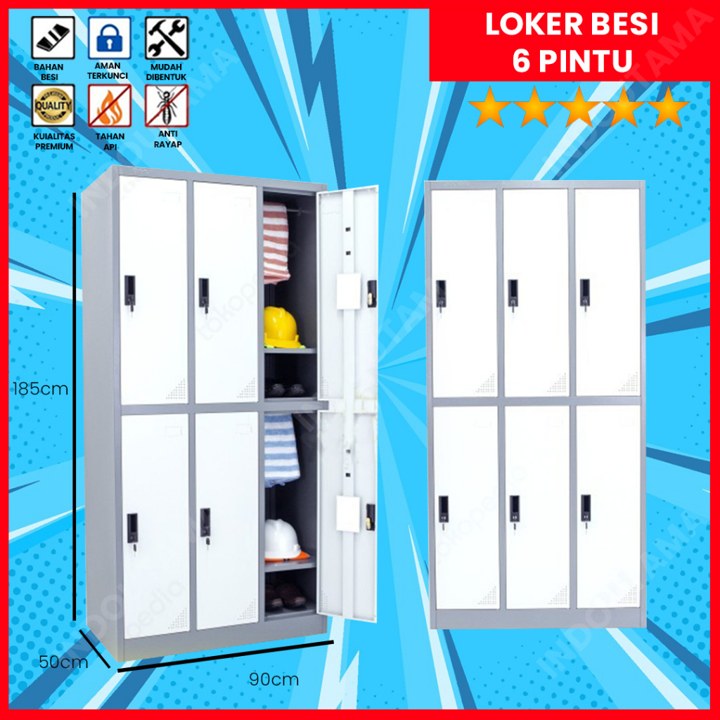 Jual Loker besi 6 Pintu Locker Besi 6 Pintu 3 Baris | Shopee Indonesia
