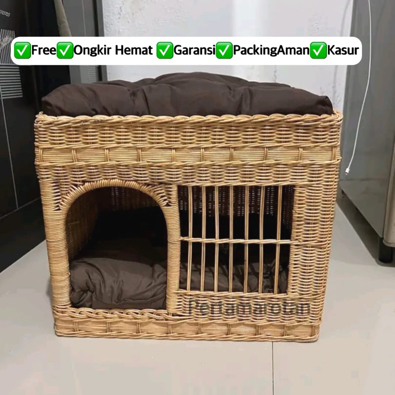 Jual RUMAH KUCING ANJING ROTAN JUMBO TINGKAT MODEL PERUMAHAN LENGKAP ...