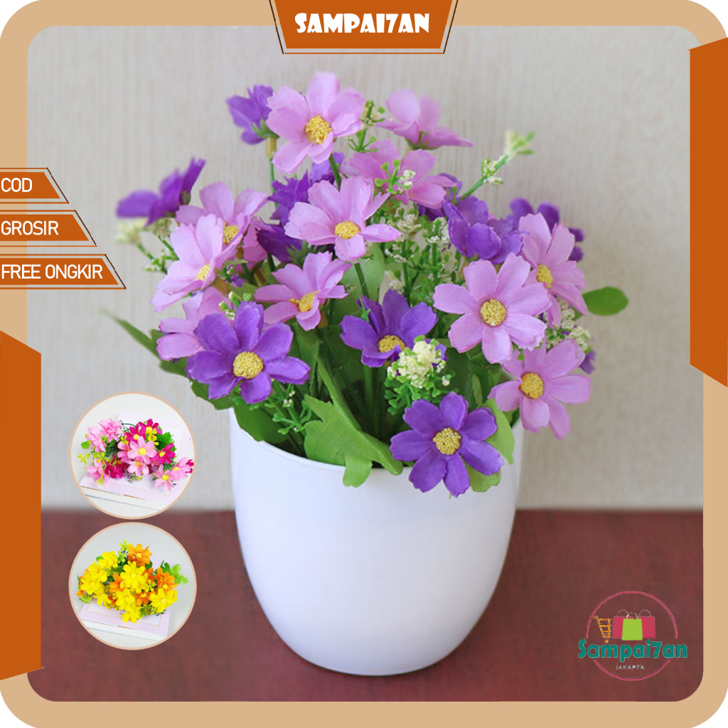 Jual Bunga Hiasan Meja Plastik Pot Artificial Flowers Tangkai Dekorasi ...