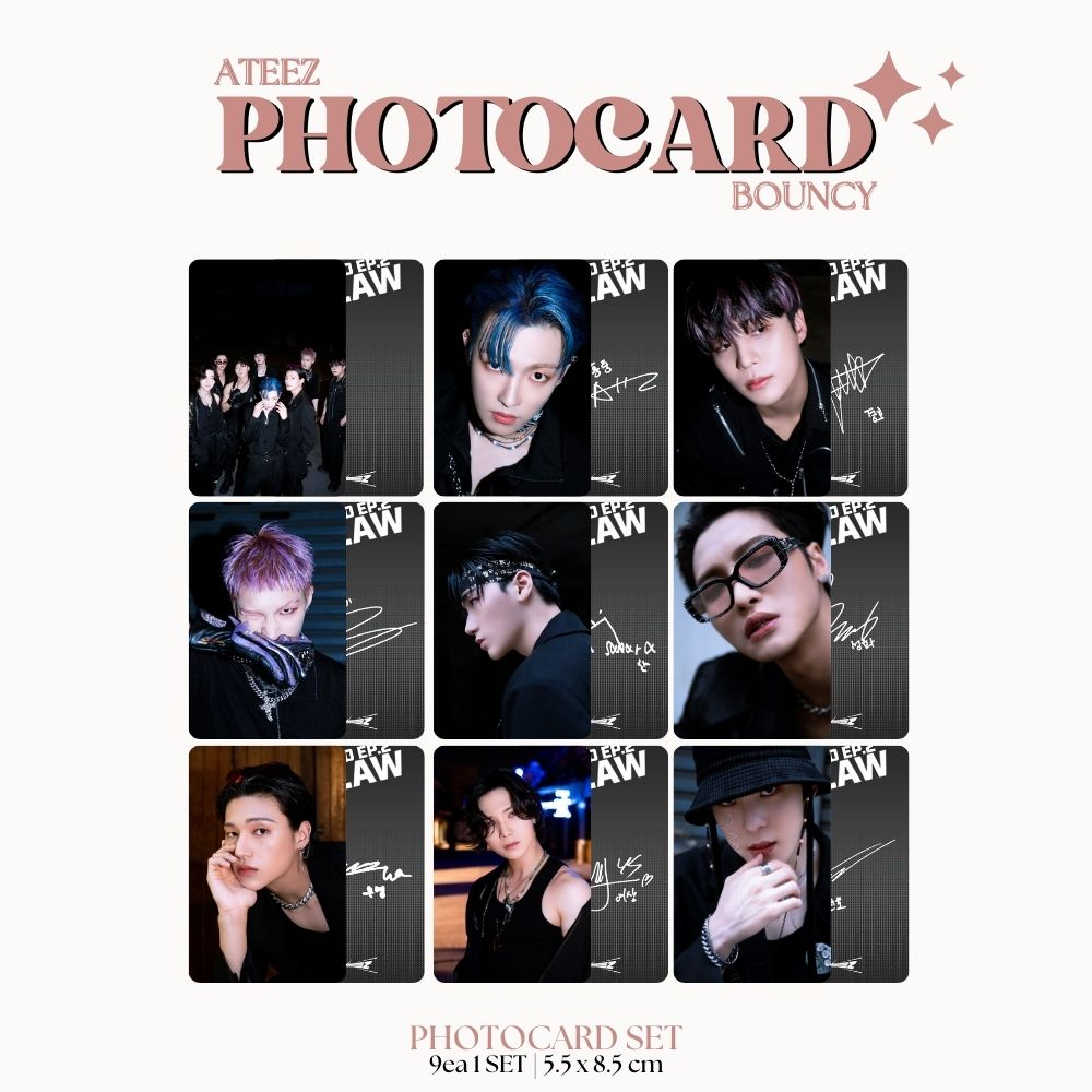 Jual PHOTOCARD ATEEZ BOUNCY 2SISI (ISI 9 PCS + LAMINASI 2 SISI) TANDA TANGAN TTD KPOP CARDS IDOL ...
