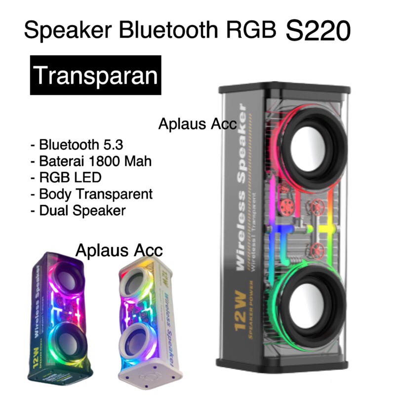 Jual Speaker Bluetooth RGB Transparan Lenyes S220 Suara Mantap Super ...