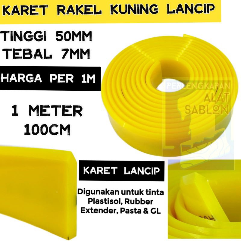 Jual KARET RAKEL SABLON KUNING LANCIP 7MMX50MM 1 METER | Shopee Indonesia