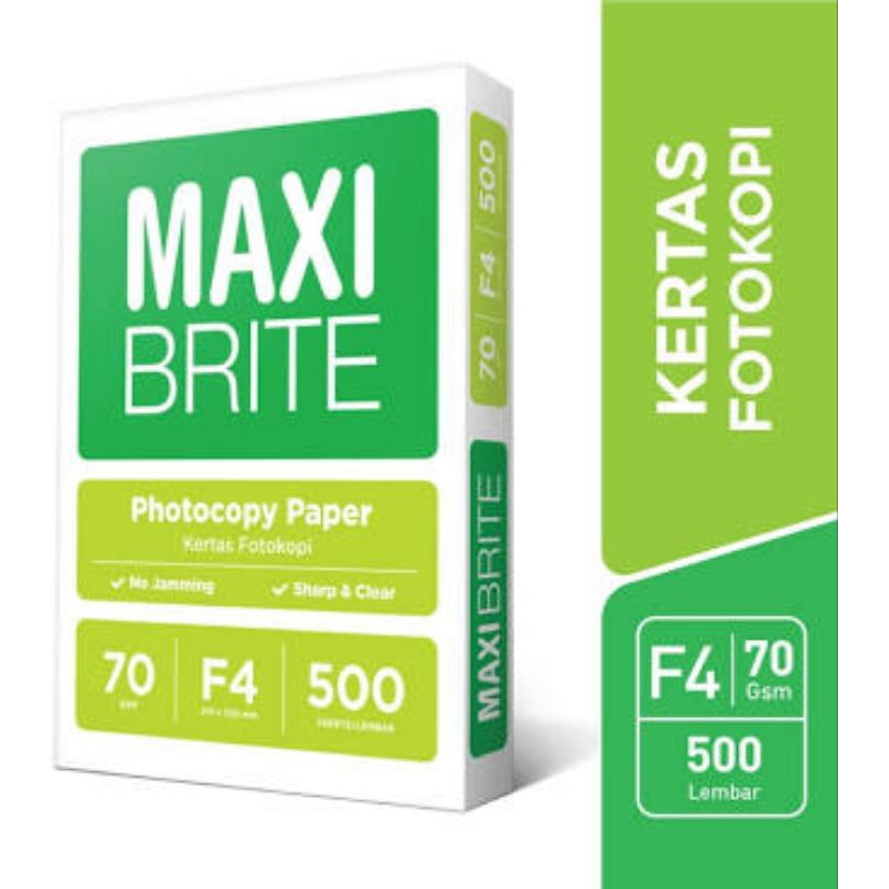 Jual KERTAS HVS/PRINT/FOTOCOPY MAXI BRITE F4 70 GRAM (1 RIM) 500 LEMBAR | Shopee Indonesia