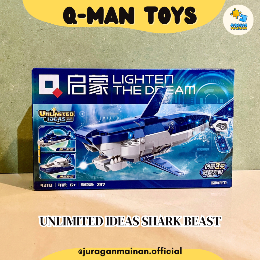 Jual QMAN TOYS Unlimited Ideas Shark Beast 3in1 - Brick Bricks DIY ...
