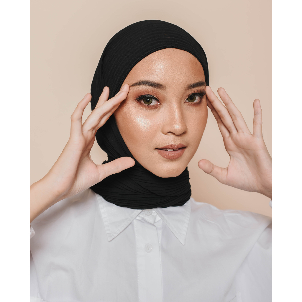 Jual Pleated Turki Shawl ( inner included ) Black | Shopee Indonesia