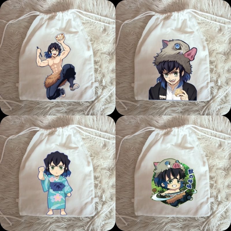 Jual Tas Tali Serut Putih Inosuke Demon Slayer Anime Bahan Kanvas ...
