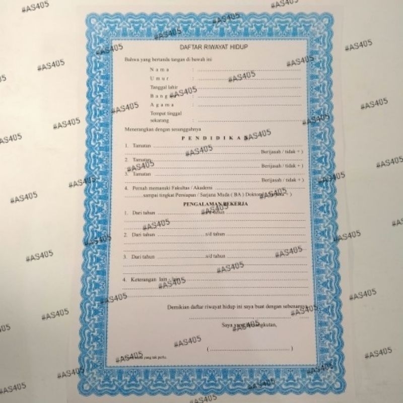 Jual Kertas Daftar Riwayat Hidup / DRH / Surat Lamaran Kerja (1 pak ...