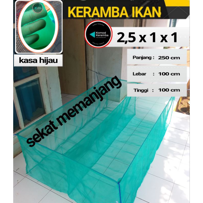 Jual keramba ikan 2,5x1x1sekat memanjang jaring apung karamba ikan siap ...