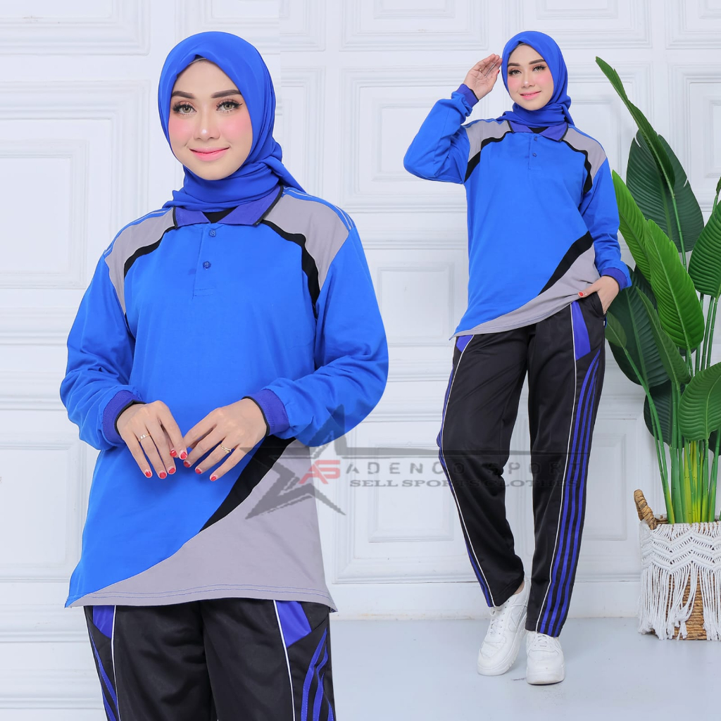 Jual Setelan Baju Olahraga Wanita Lengan Panjang / Seragam Olahraga Lapangan Kelompok Senam ...