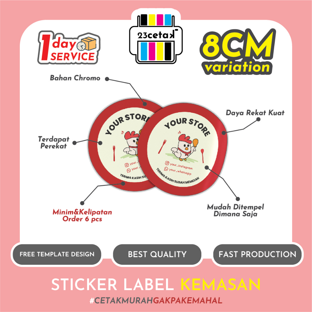 Jual [STICKER 8cm] CETAK STIKER LABEL CHROMO / STIKER CROMO / LABEL ...