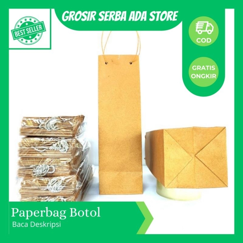 Jual paperbag botol souvenir uk 9x9x25 cm paper bag tas souvenir botol ...