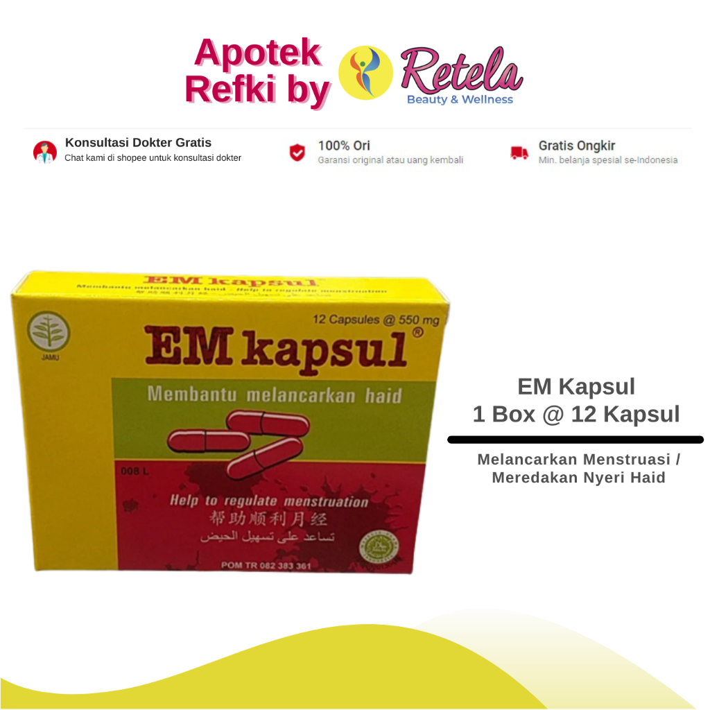 Jual EM Kapsul 1 Box @ 12 Kapsul / Melancarkan Menstruasi / Meredakan ...