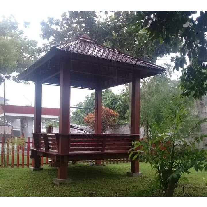 Jual Saung Kayu Jati Ukuran 2x2 Meter Tiang Persegi Desain Minimalis ...