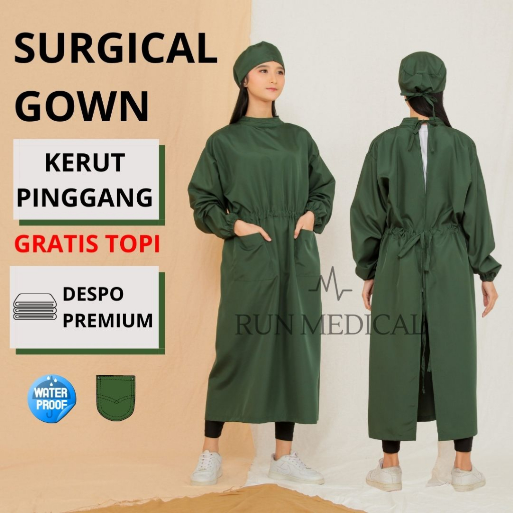 Jual APD GOWN SURGICAL / GOWN KERUT PINGGANG / GOWN SURGICAL WATERPROOF ...